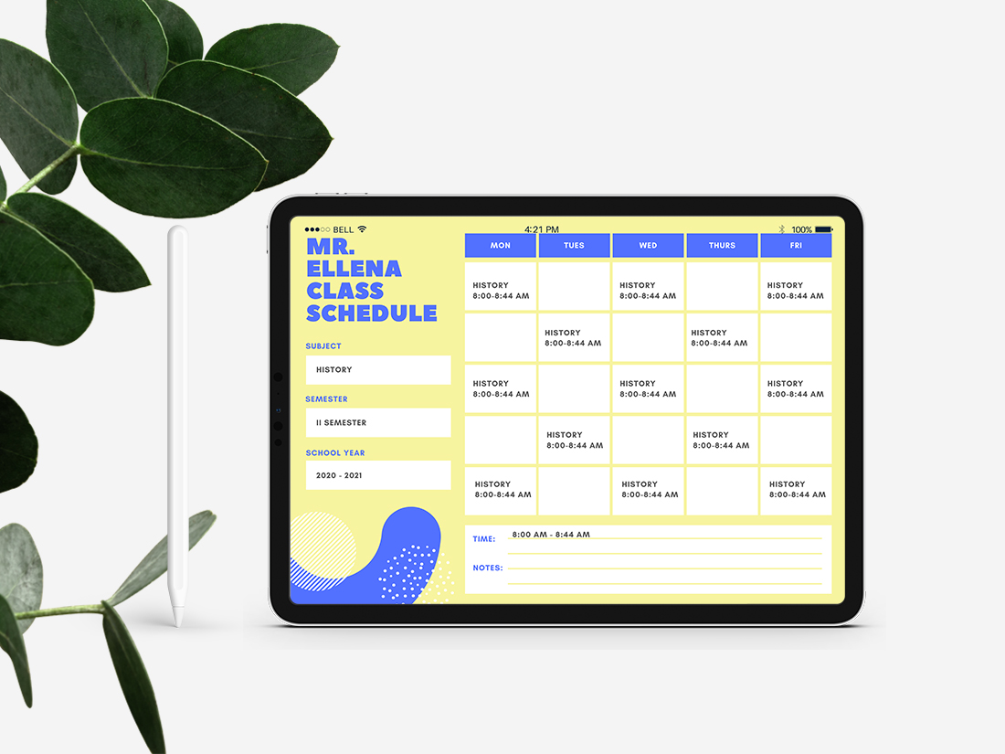Class Schedule Maker Online College Schedule Maker Designhill