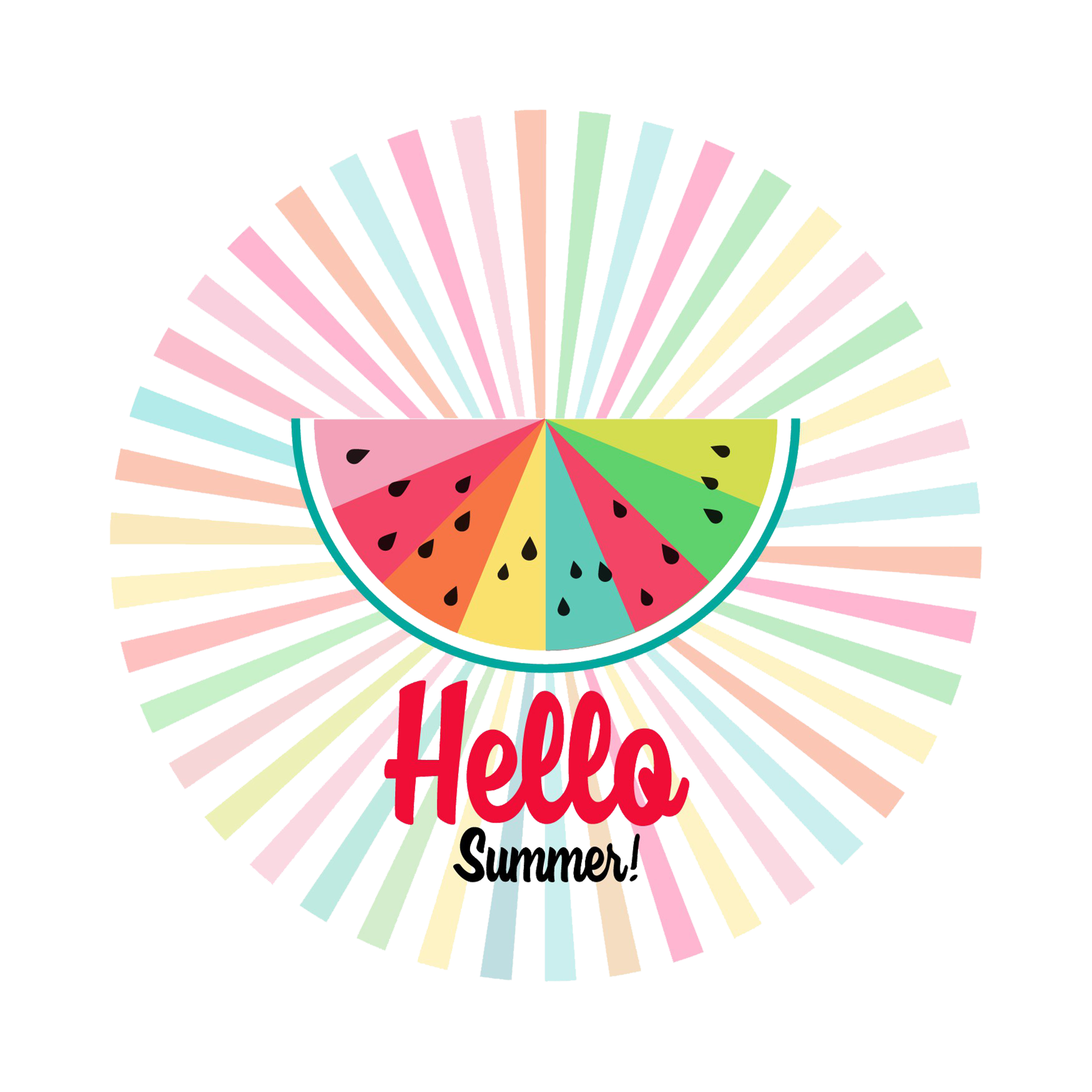 Happy Colorful Rainbow Watermelon And Sunny Sun Rays By ABDELKRIM ...