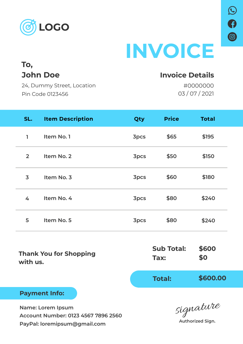 Invoice Template By Preet Chovatiya 329864 - Designhill