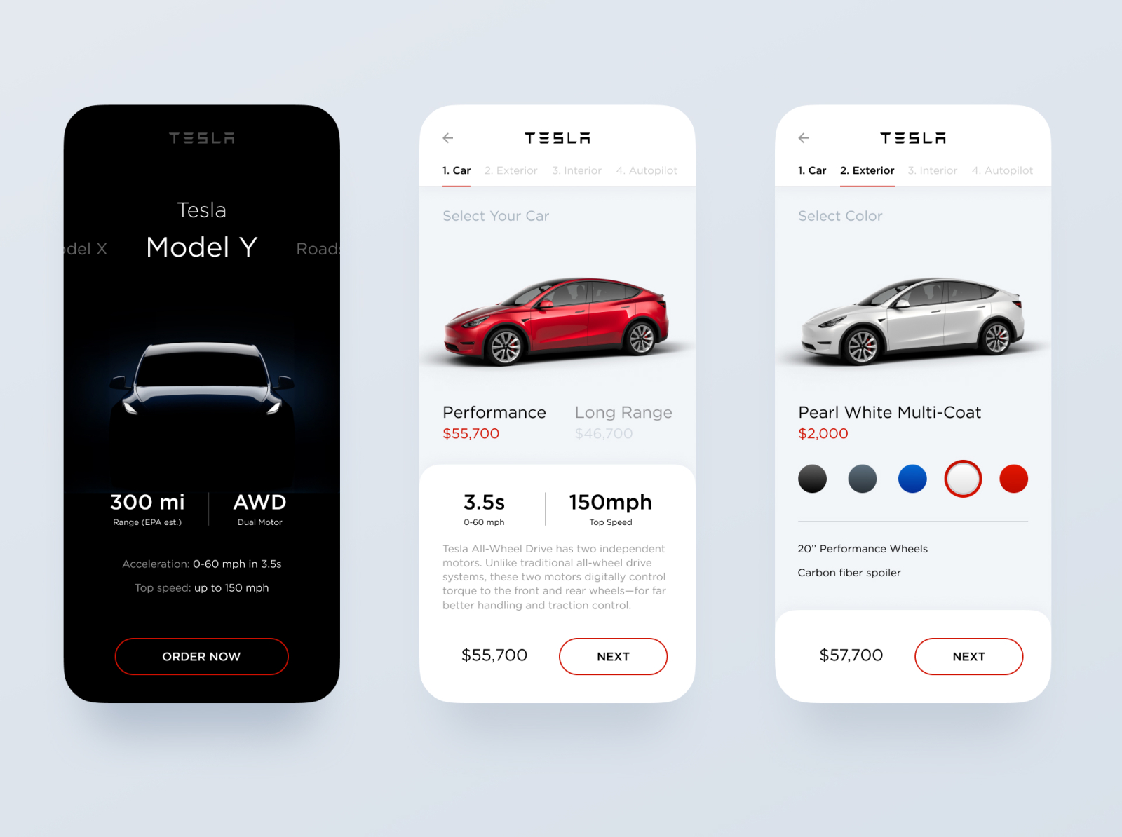 Tesla - Mobile Apps Design BY Lormiblack 234995 - Designhill