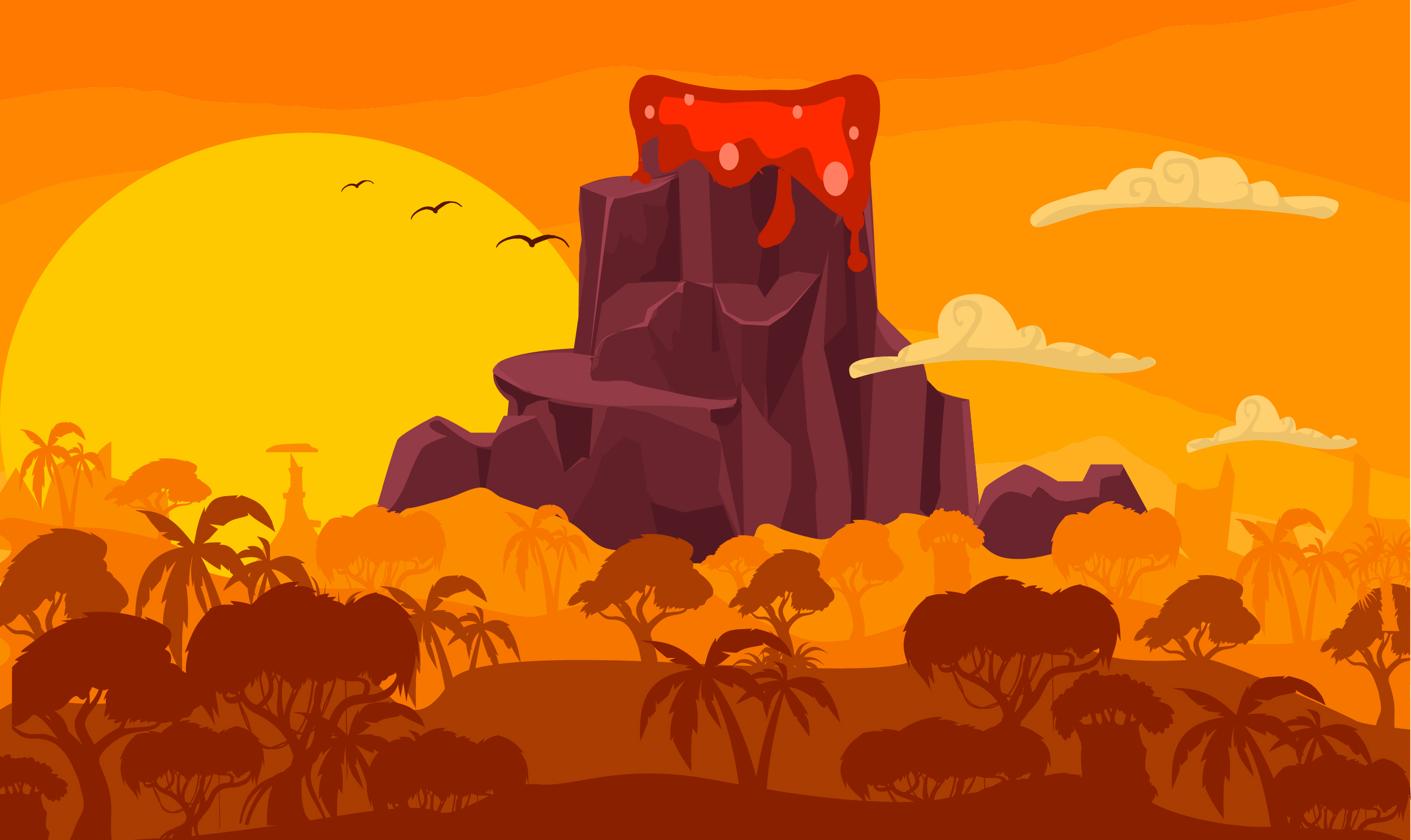Volcano Background Illustration By Tomie O 19207 - Designhill