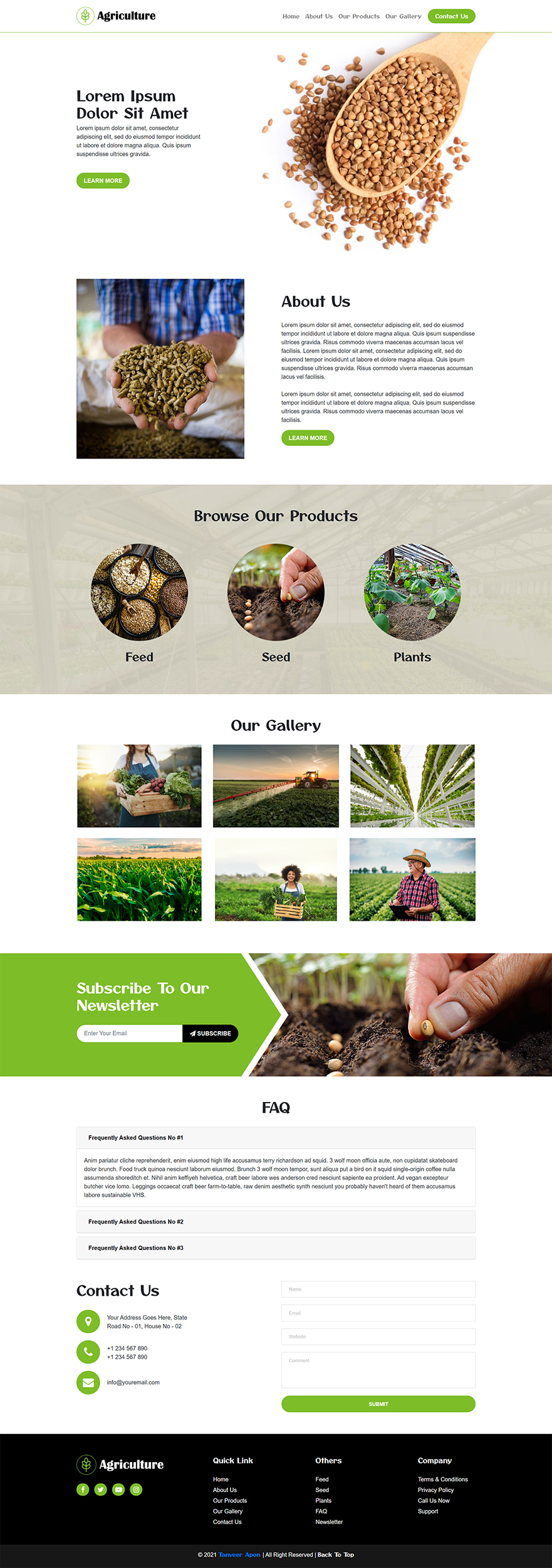 Agriculture - Website Design BY Tanveer Apon 350364 - Designhill