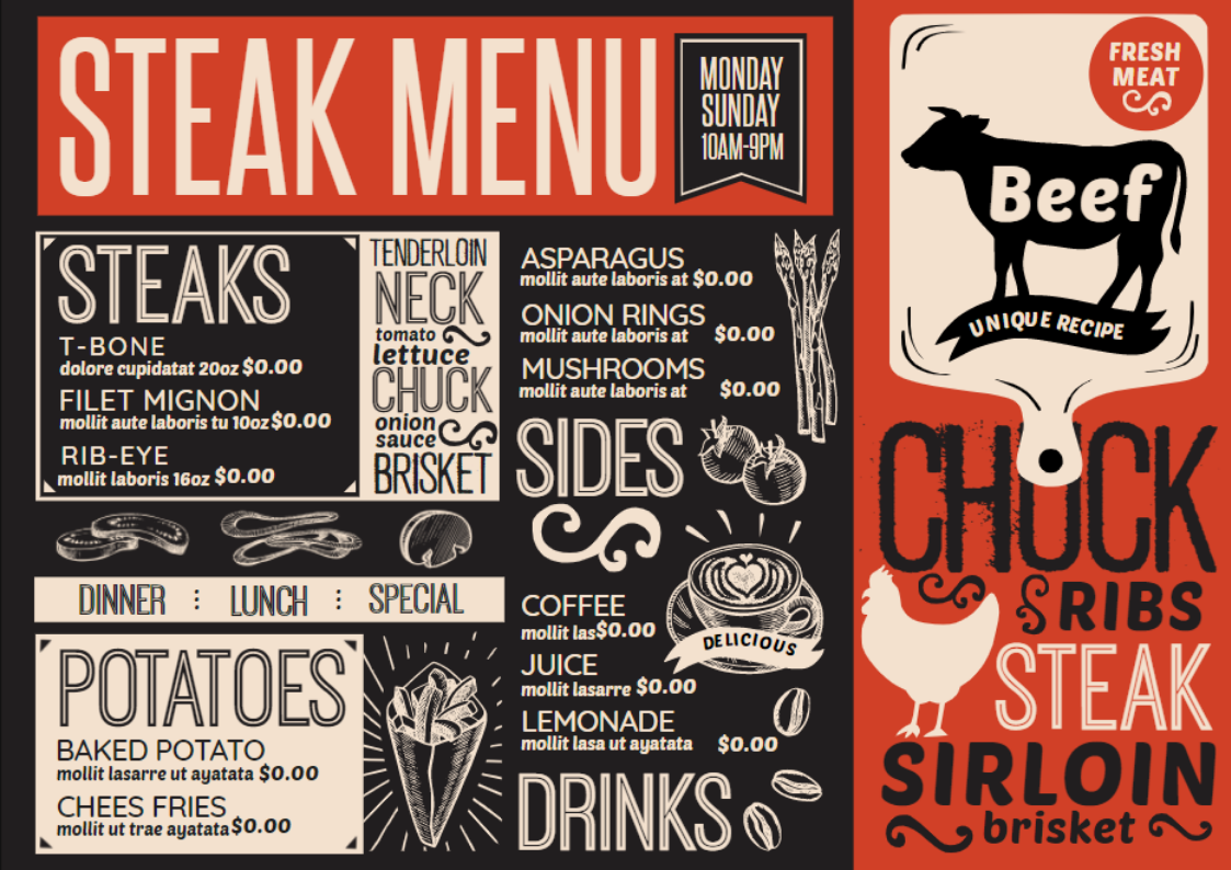 A La Carte Menu Design Challenge | Designhill