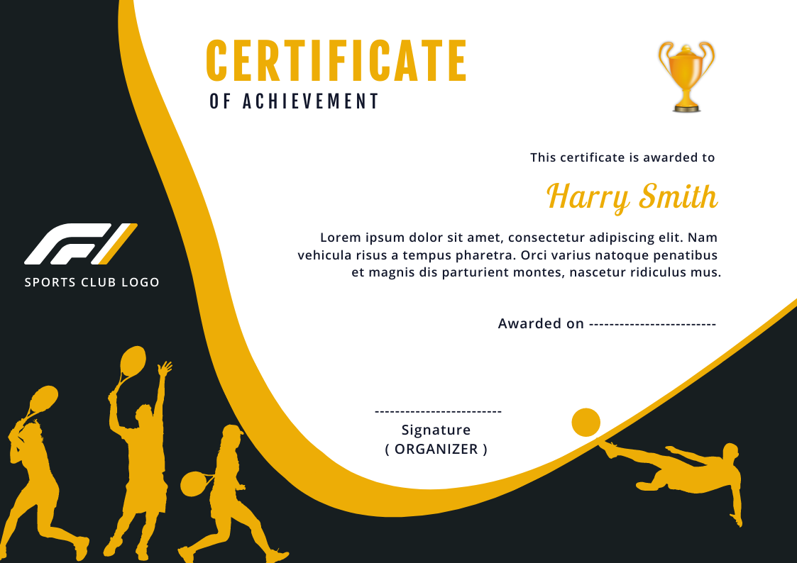 Sports Award Achievement Certificate By Graphinir 328033 - Designhill