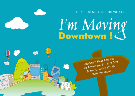 Moving Downtown Change Of Address Card By Graphinir 363701 - Designhill