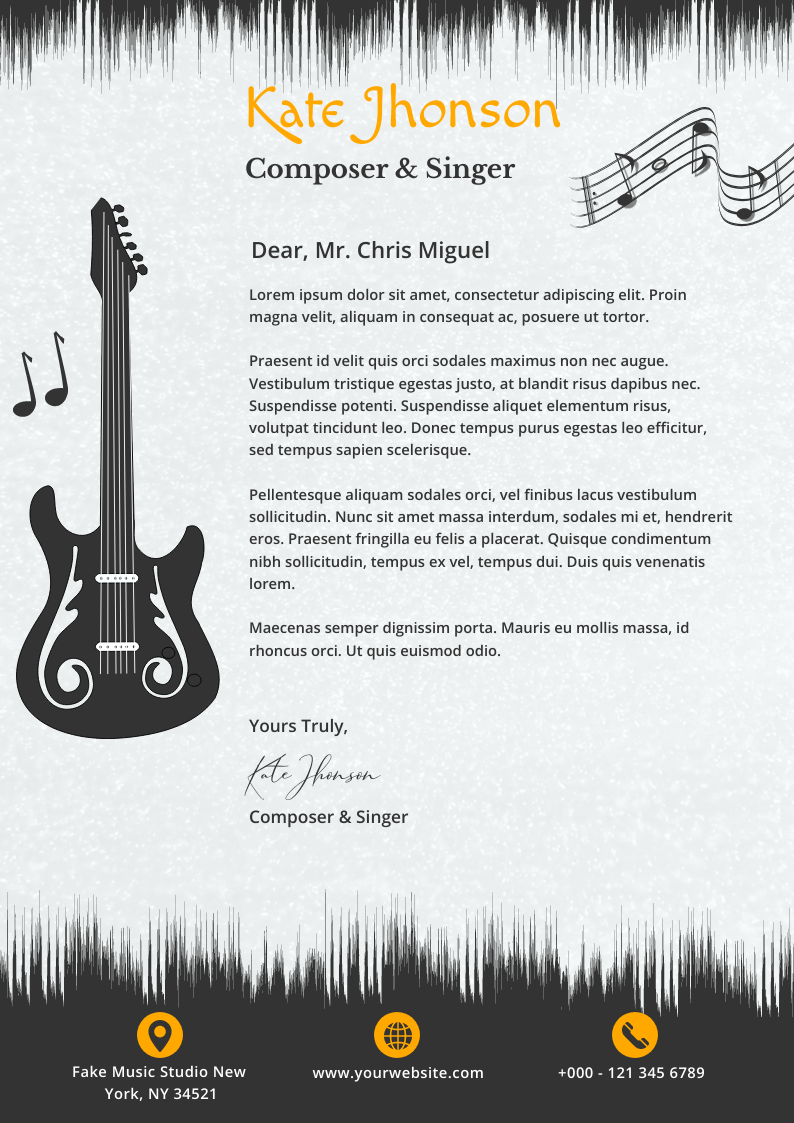 Music Artist's Professional Letterhead By Graphinir 322858 - Designhill