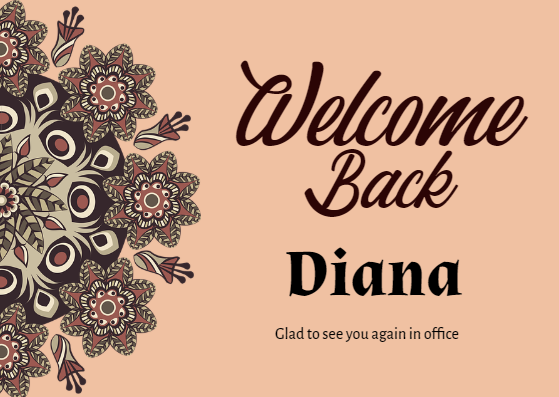 Welcome Back Diana - Card BY nadia irhamna 291883 - Designhill